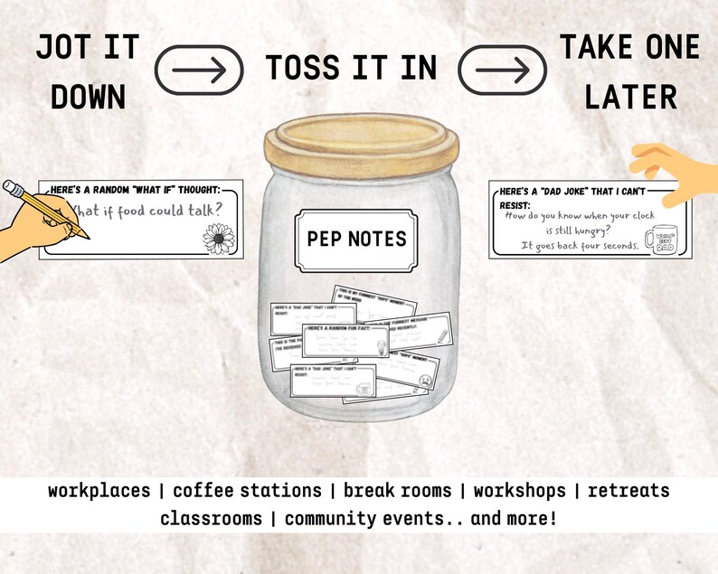 Pep Notes | Printable Jar Notes | Workplace, Classroom, Groups | Team ...