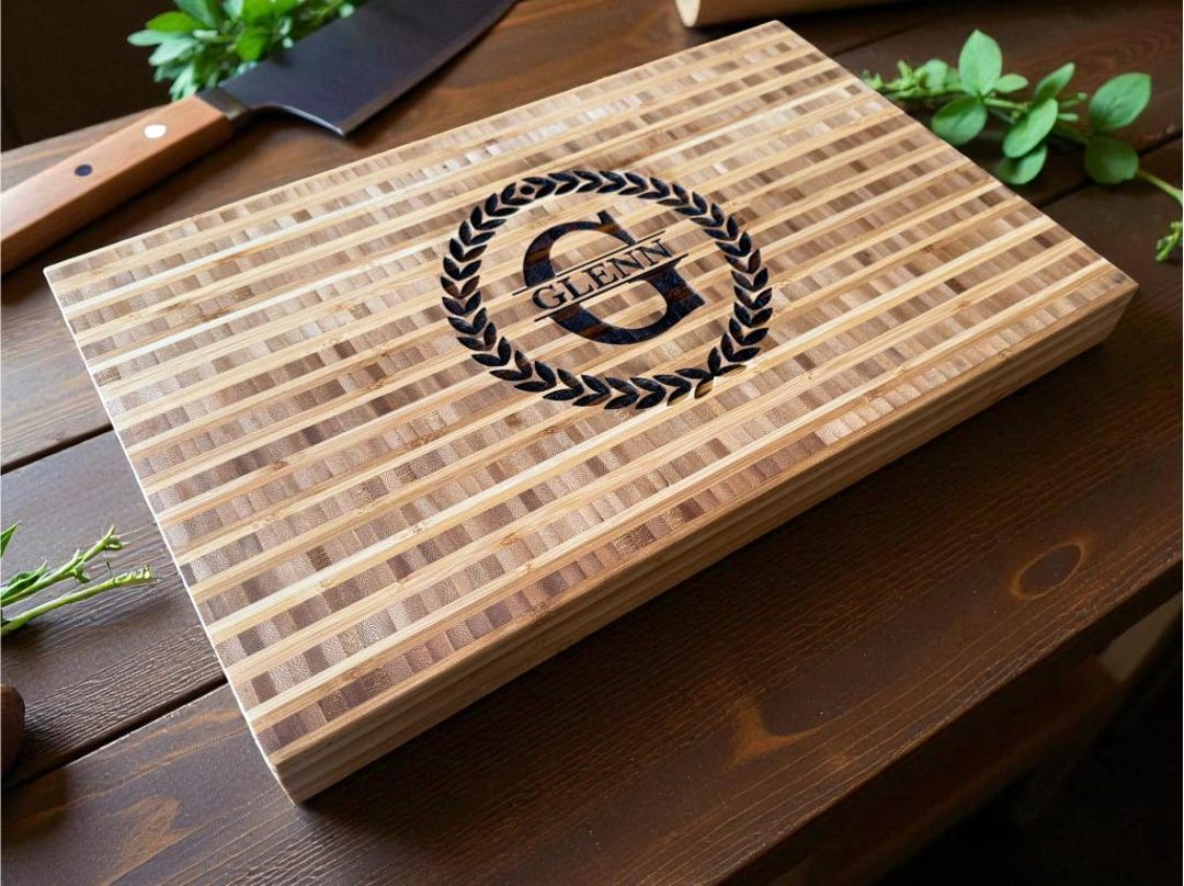 Personalized Bamboo Butcher Block | Engraved Family Name Cutting Board ...