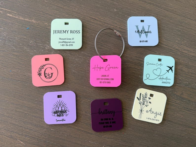 Personalized Luggage Tag, Acrylic Name Tag for Suitcase, Custom Printed ...