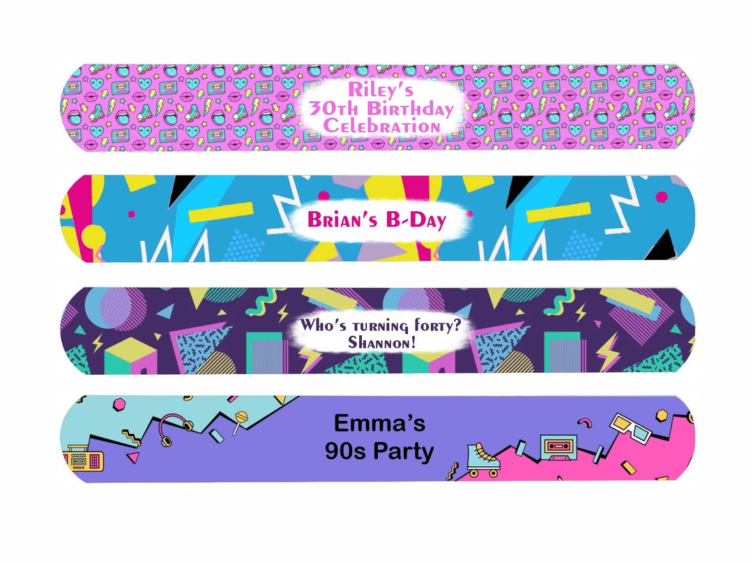 90s Themed Custom Slap Bracelets: Retro Party Favors - Etsy