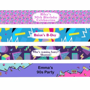 90s/80s Themed Custom Slap Bracelets | Printed Party Favor Slap ...