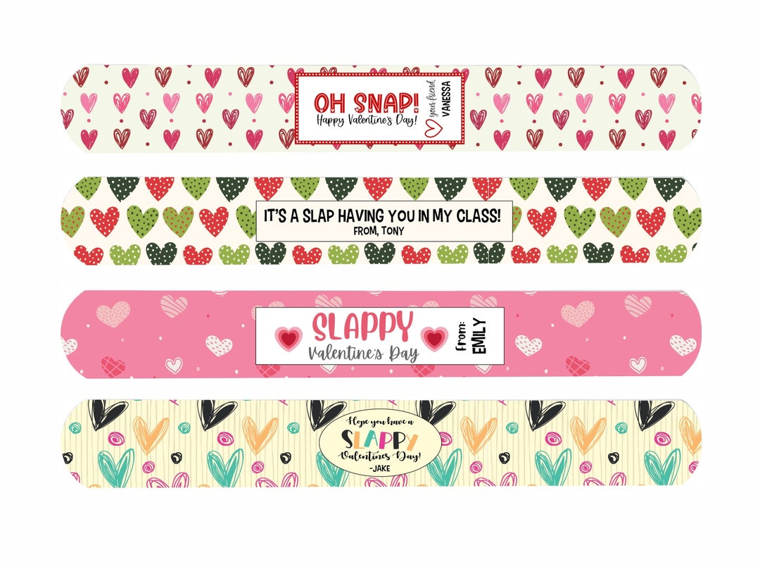 Customized Valentines Day Slap Bracelets Printed Valentines Class Slap ...