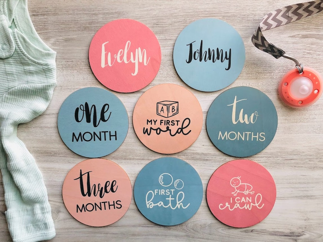 Wooden Milestone Markers Circle Baby Monthly Milestone Cards - Etsy