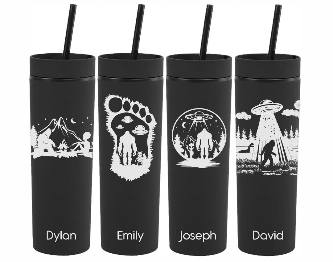 Monogrammed Bigfoot Alien Skinny Tumblers With Lid and Straw - Etsy