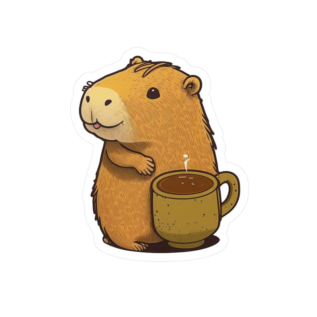 Capybara Coffee Sticker for Her Sticker Scrapbook Sticker for Cup Gift ...