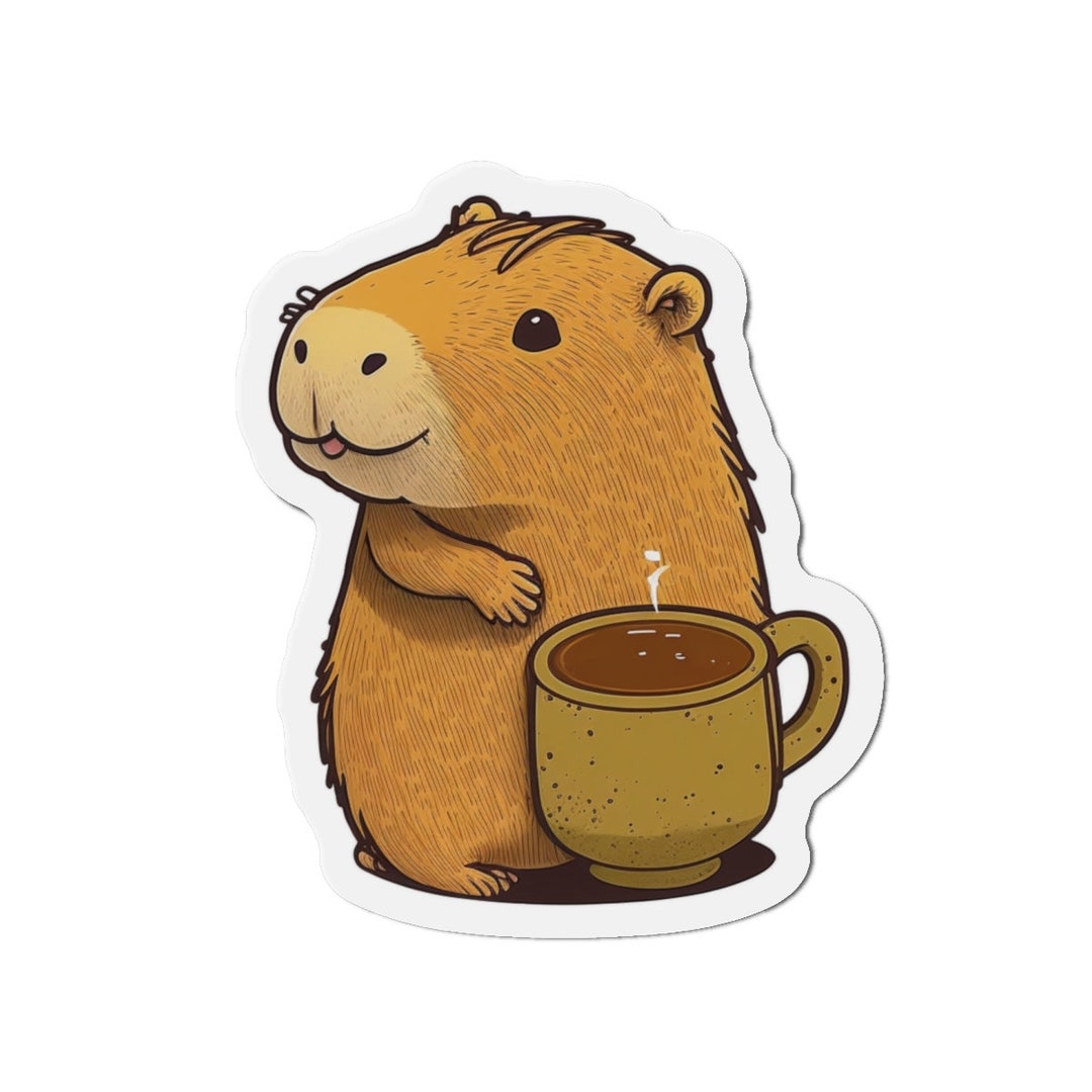 Capybara Drinking Coffee Magnet, Capybara, Gift for Her, Gift for Mom ...