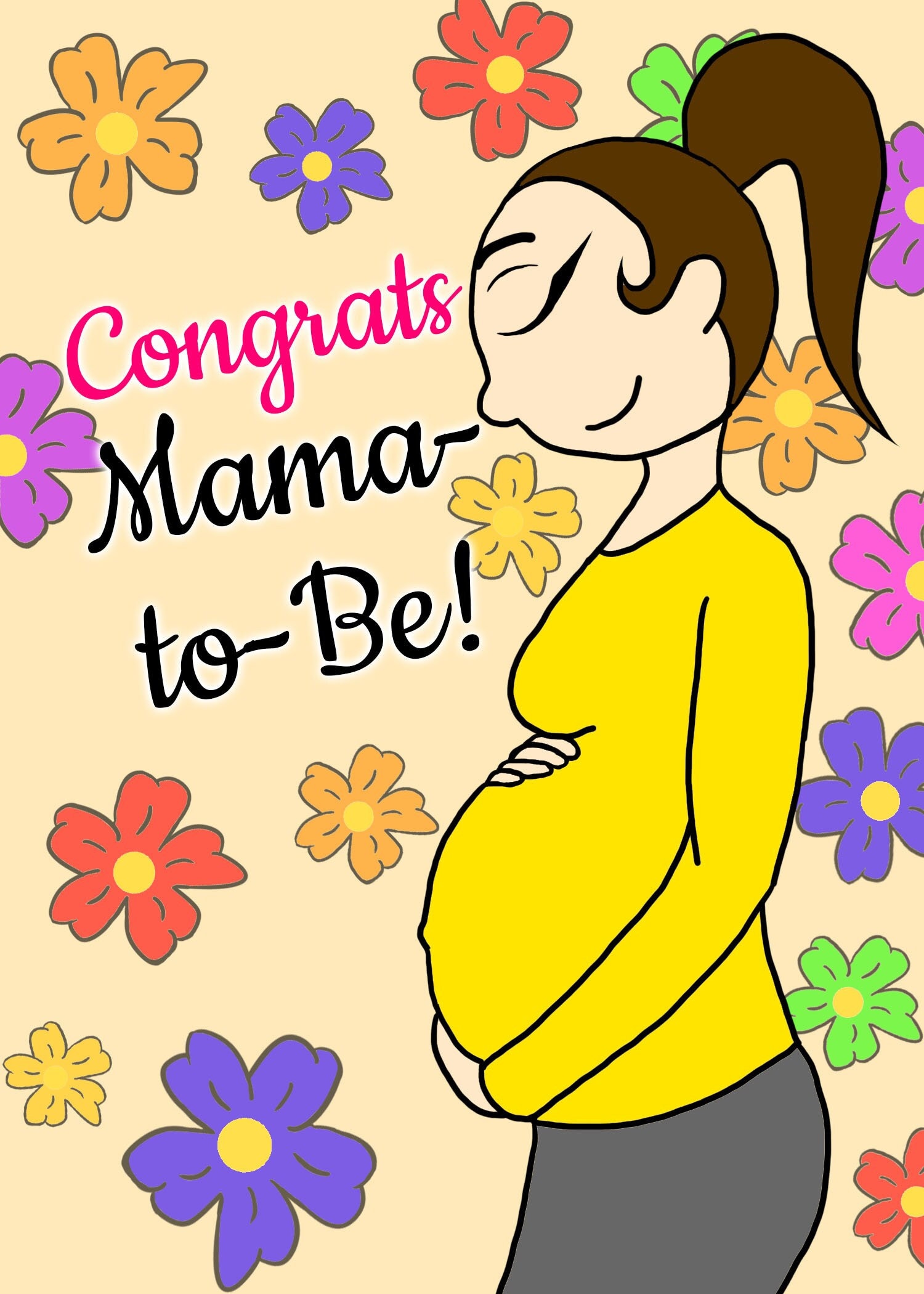 Congrats Mama-to-be Pregnancy Digital Greeting Card (5x7) - Etsy