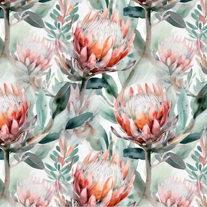 Watercolour Protea Seamless Pattern, Tile Digital Paper - PNG - Etsy