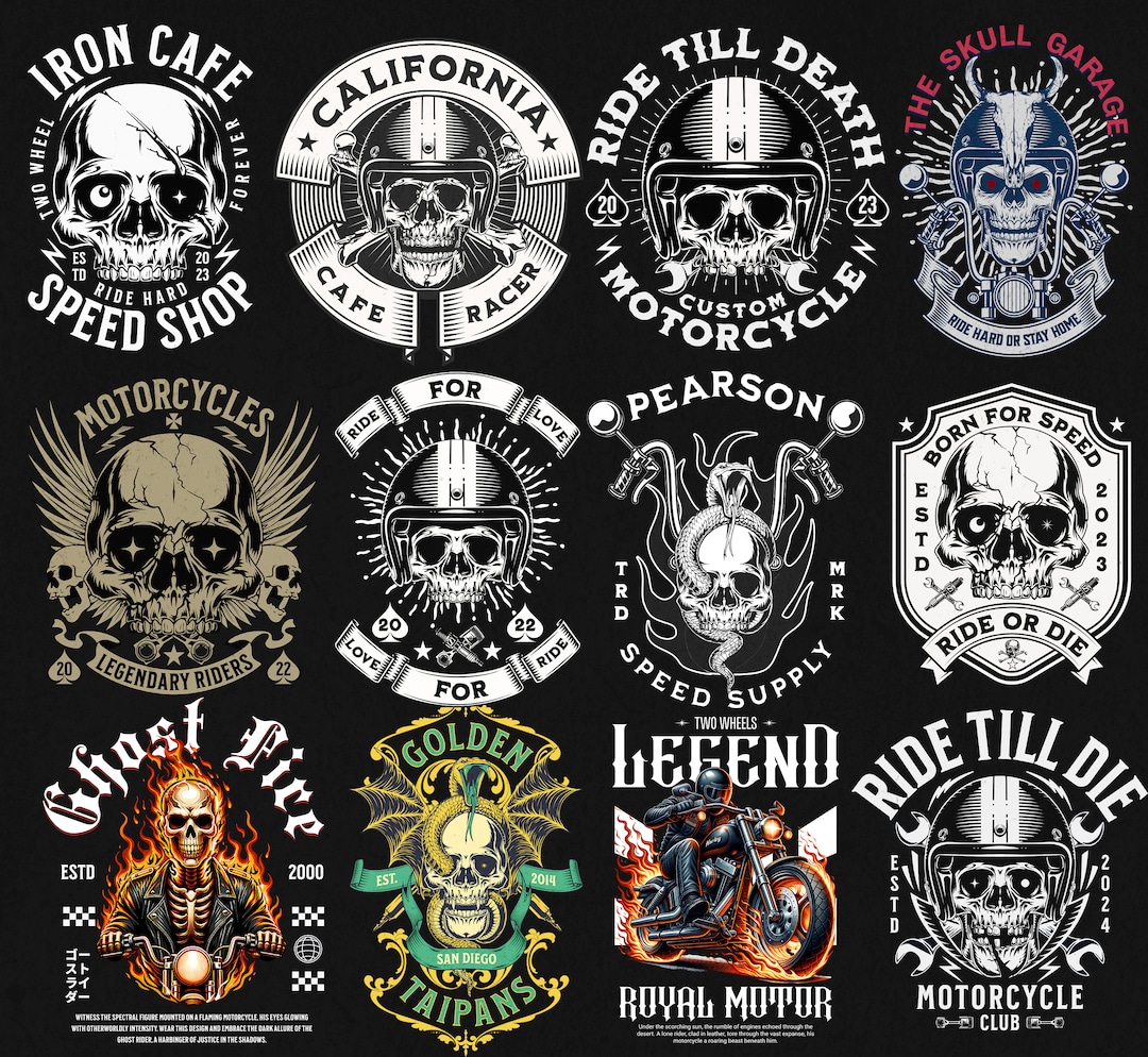 Streetwear Motorcycle T-shirt Designs Bundle : Vintage & Retro ...