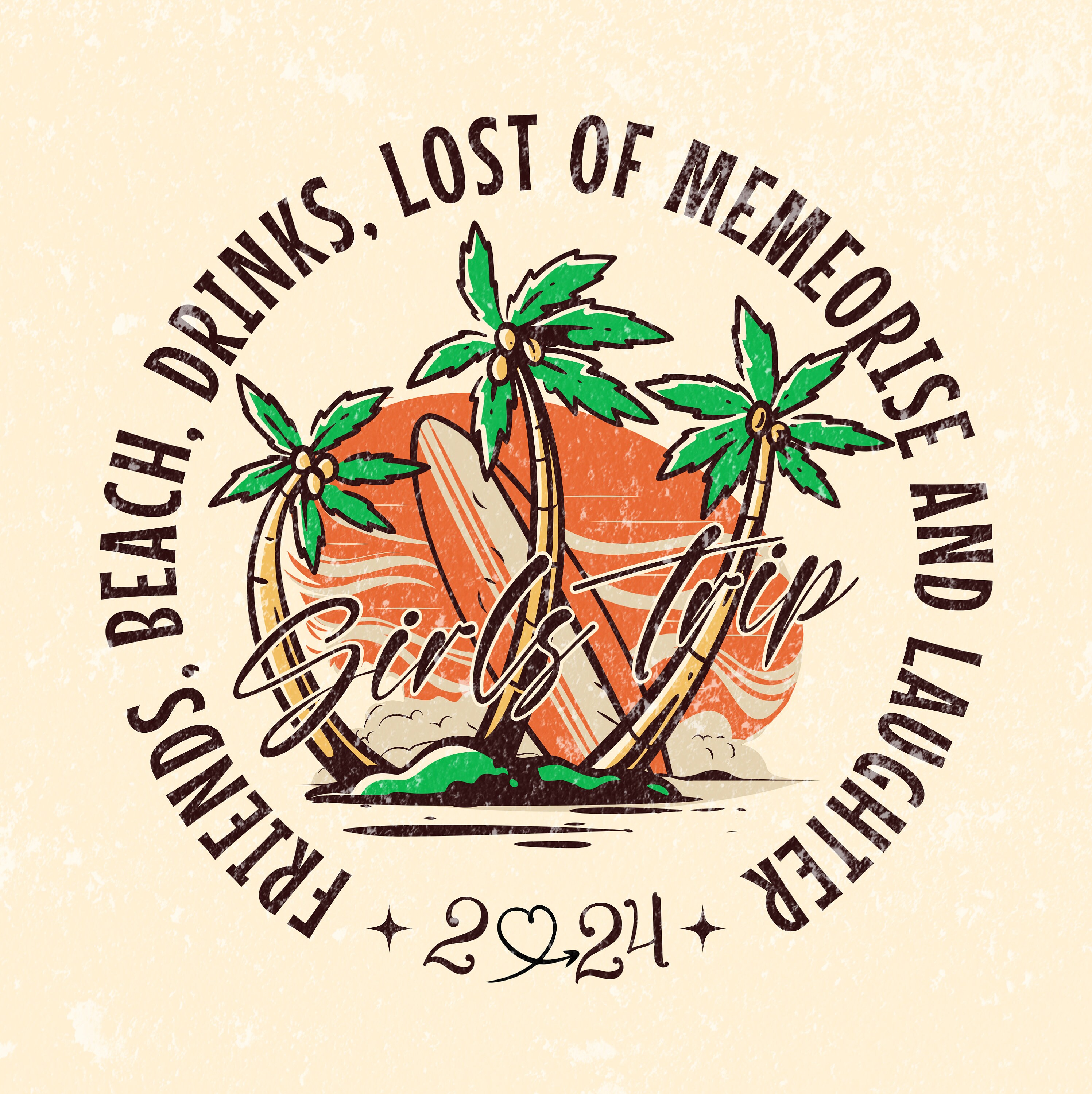 Girls Trip 2024 Svg, Retro Summer Png, Friends, Beach, Drinks, Girls ...