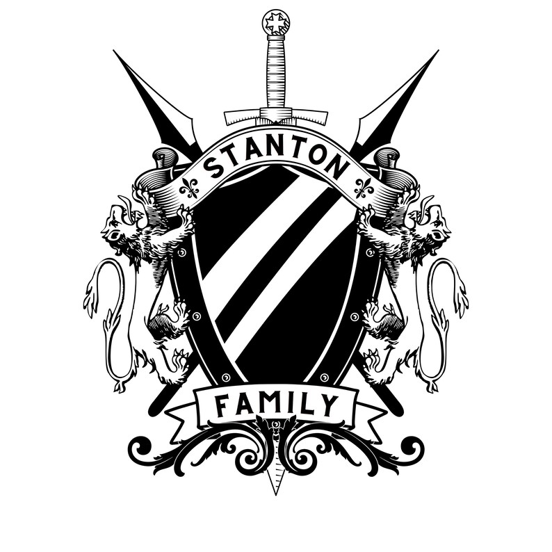 Family Crest Logo, Custom Canva, Shield With Lion, Crown. Coat of Arms ...
