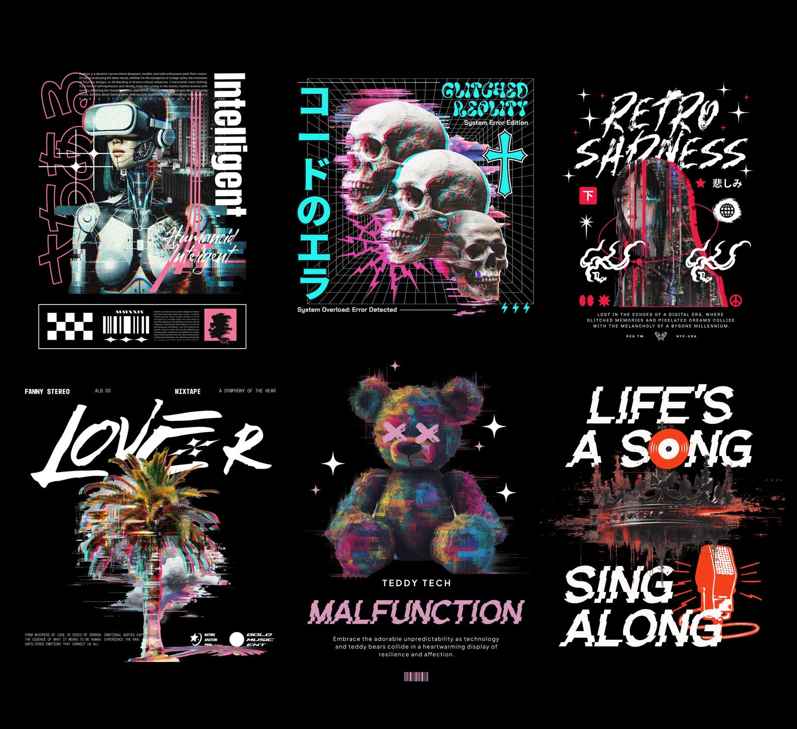 Glitch T-shirt Designs, Urban Streetwear Bundle, Graphics Shirt, Pop ...