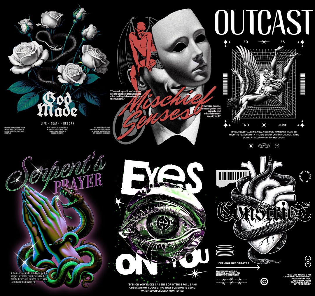 Streetwear Vector Bundle - 15 Exclusive Urban T-shirt Designs for ...