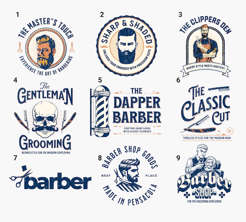 Custom Barber Shop Logo Design Professional Men's Grooming Branding ...