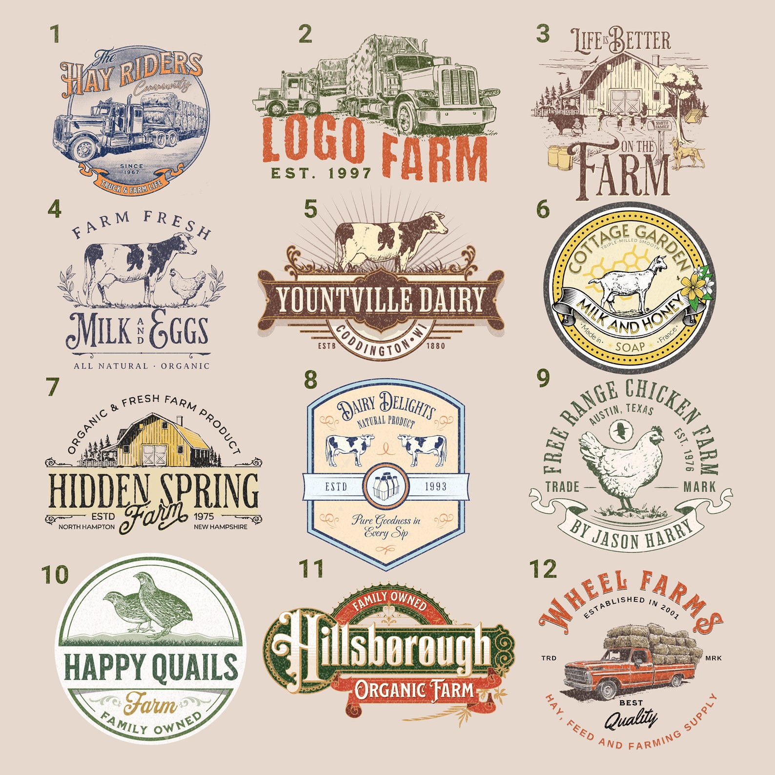 Custom Farm Logo | Ranch Logo Design | Professional Logo | Vintage ...