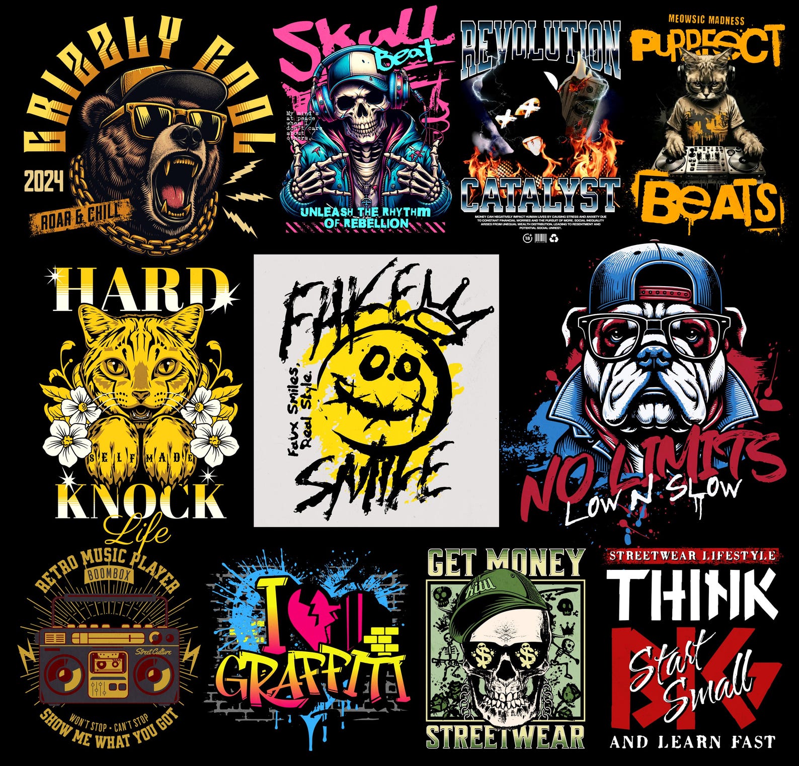 40 T-shirt Designs Bundle , Hip Hop Design Bundle , Rock Design Bundle ...