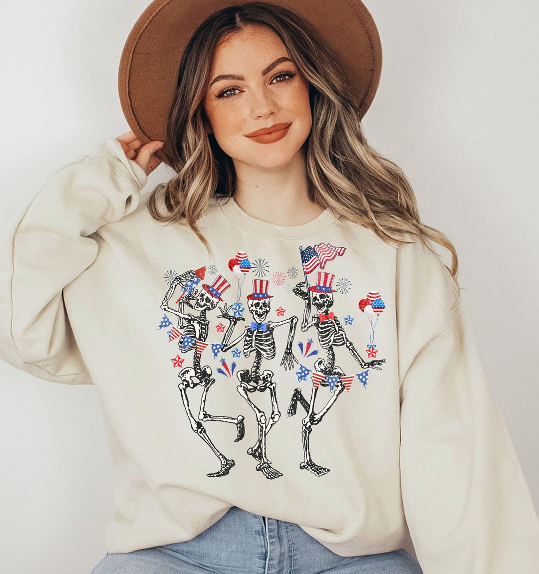 4th of July Skeleton Png, Retro Skeletons Dancing, Funny,fireworks ...