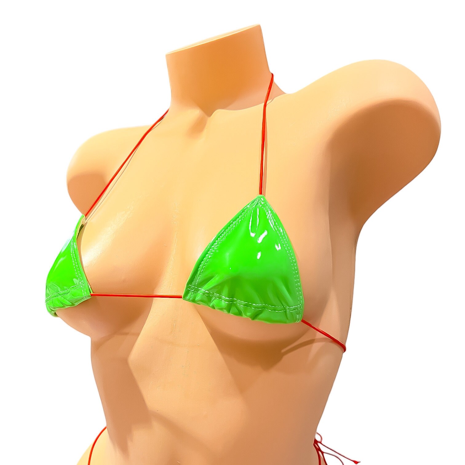 Latex Look Lime Neon Green Microkini Vegan Leather Wet Look EXOTIC ...