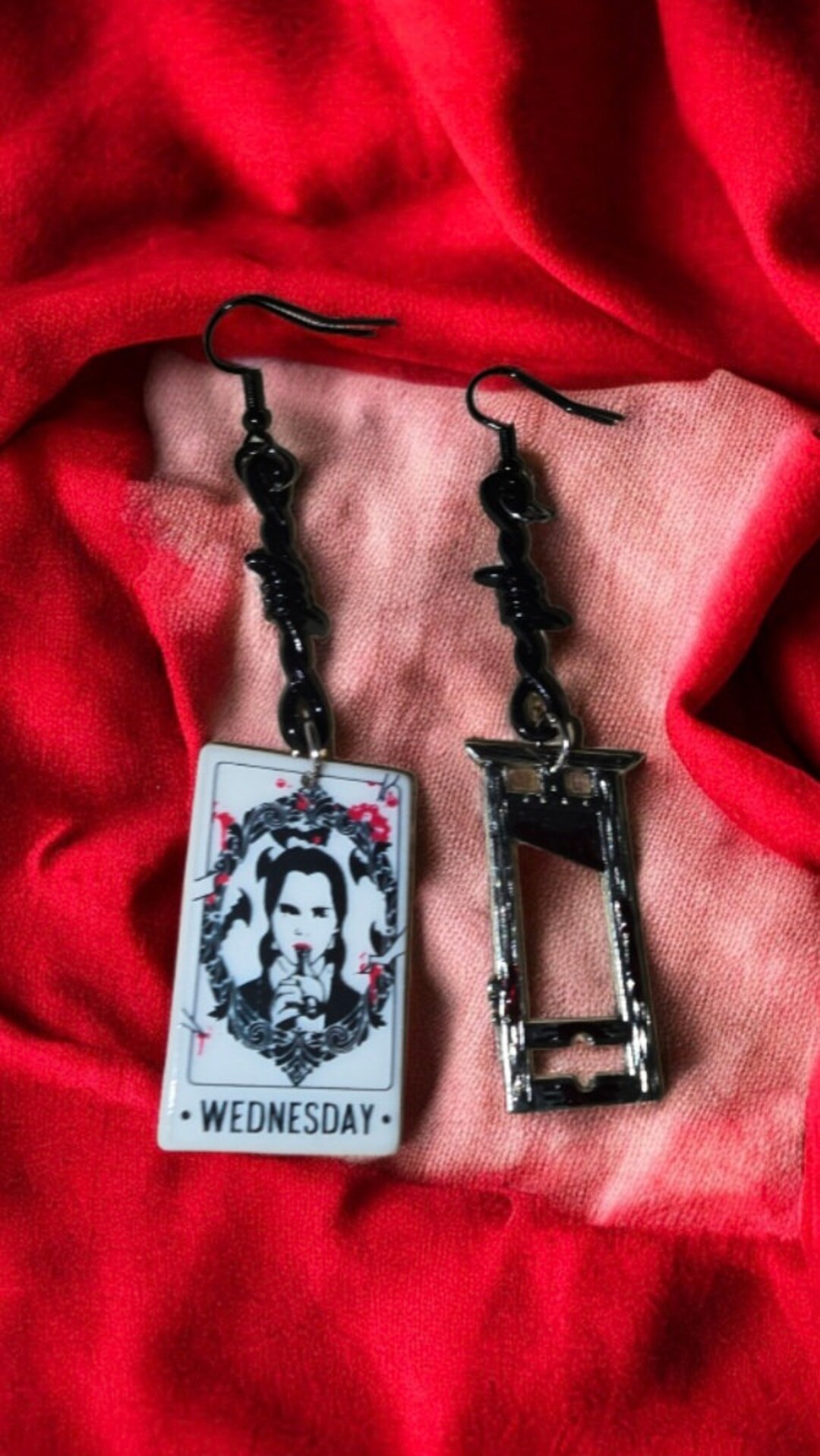Wednesday Addams and Guillotine Drop Earrings - Etsy