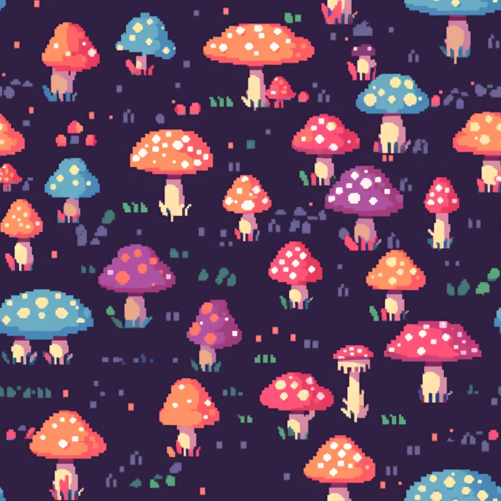 Seamless Pixel Mushrooms Design 12 Pieces - Etsy
