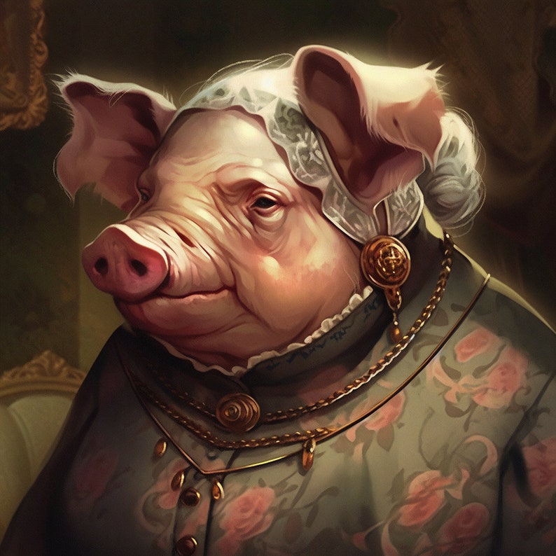 Victorian Pig Portrait 12 Pieces - Etsy