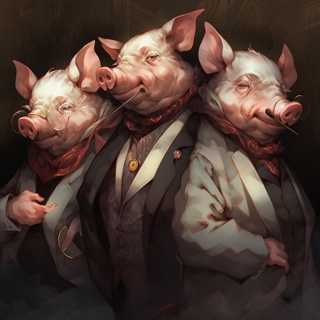 Victorian Pig Portrait 12 Pieces - Etsy