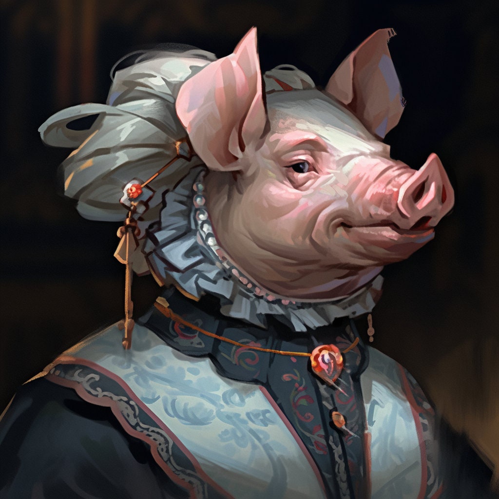 Victorian Pig Portrait 12 Pieces - Etsy