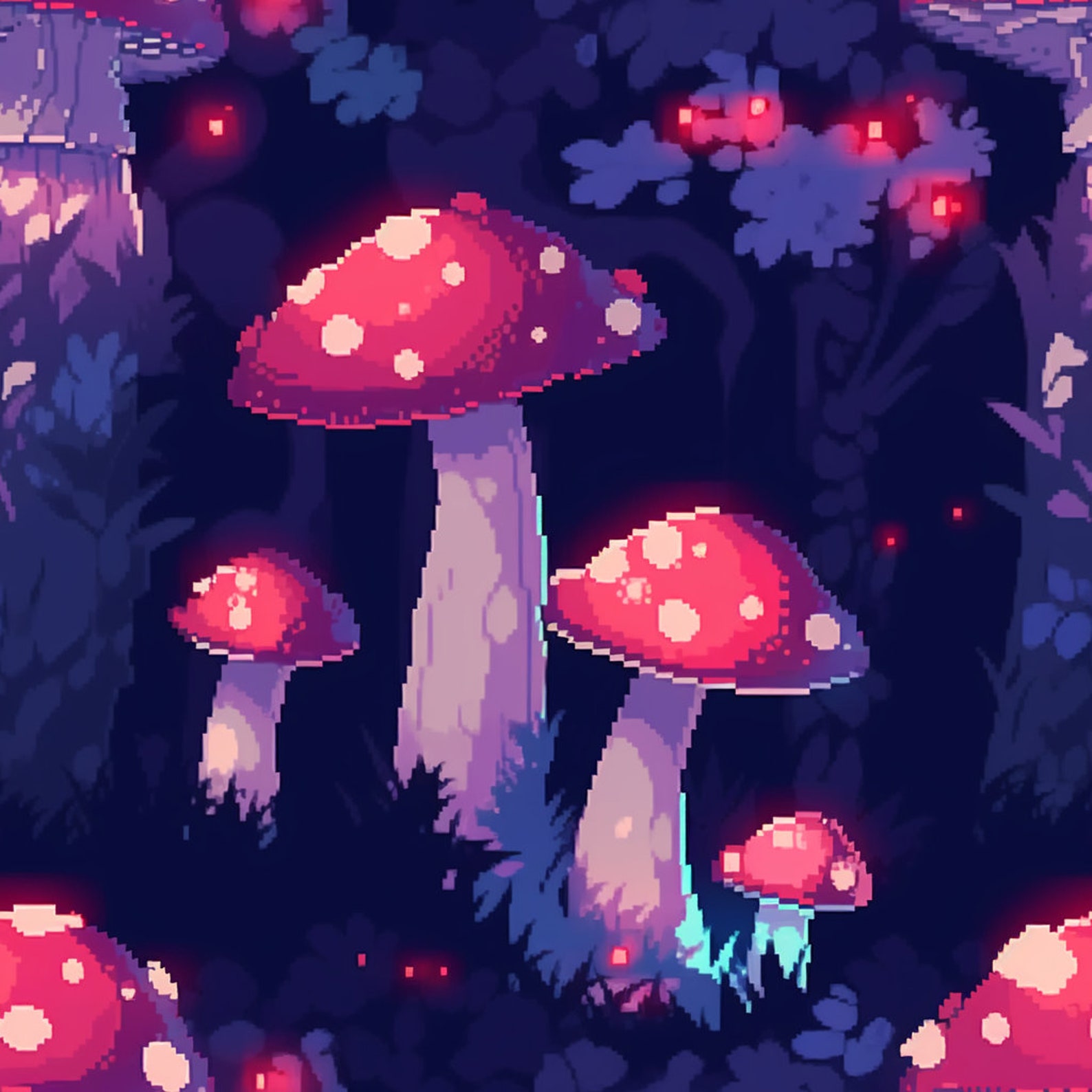 Seamless Pixel Mushrooms Design 12 Pieces - Etsy