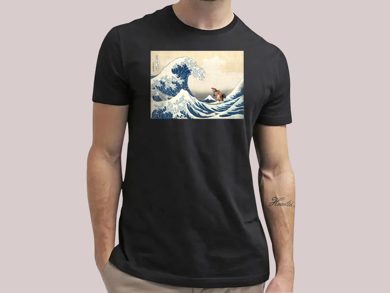 The Great Wave of Kanagawa Image Chicken Joe Funny Meme Picture T Shirt ...