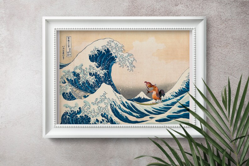 The Great Wave of Kanagawa Poster Chicken Joe Funny Meme Picture - Etsy