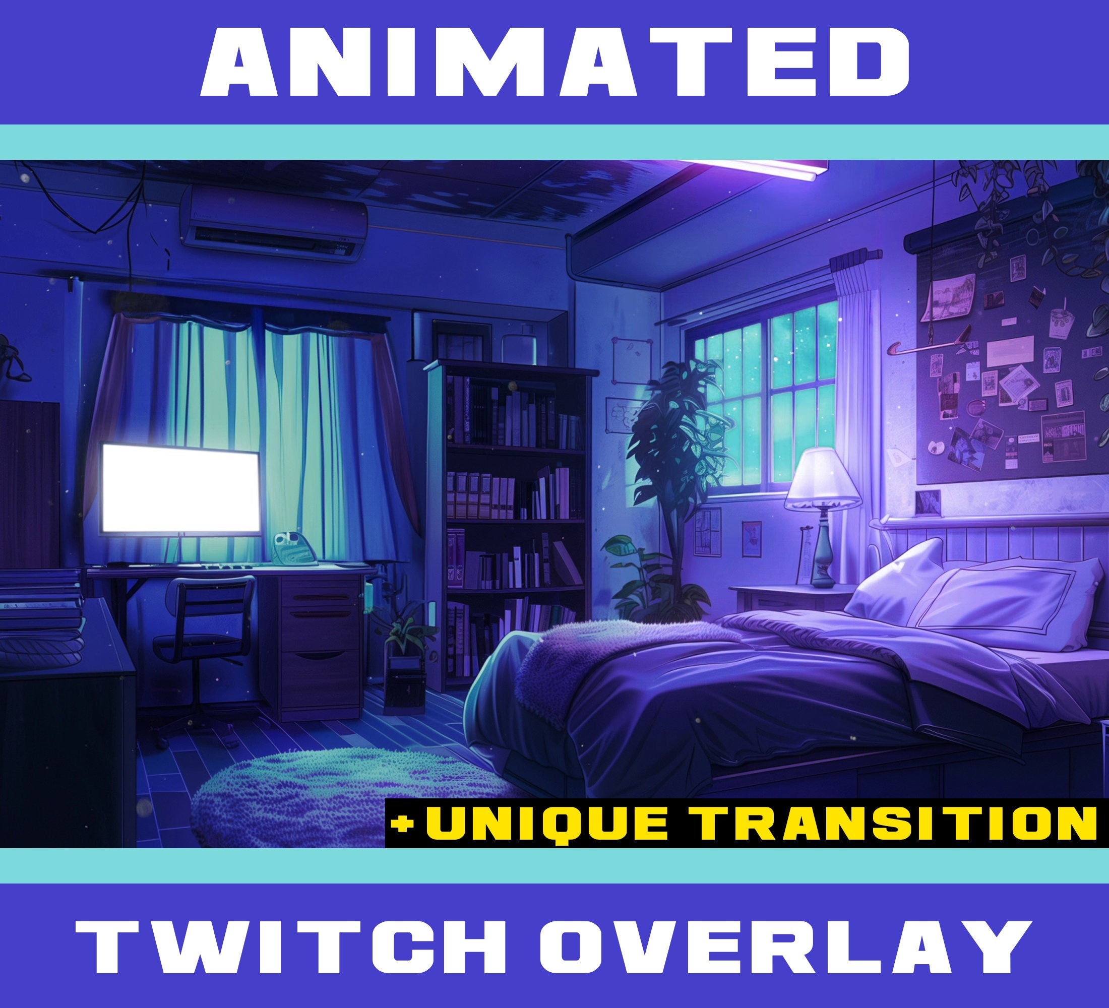 Animated Stream Overlay Package - Twitch, OBS, Streamelements, "purple ...