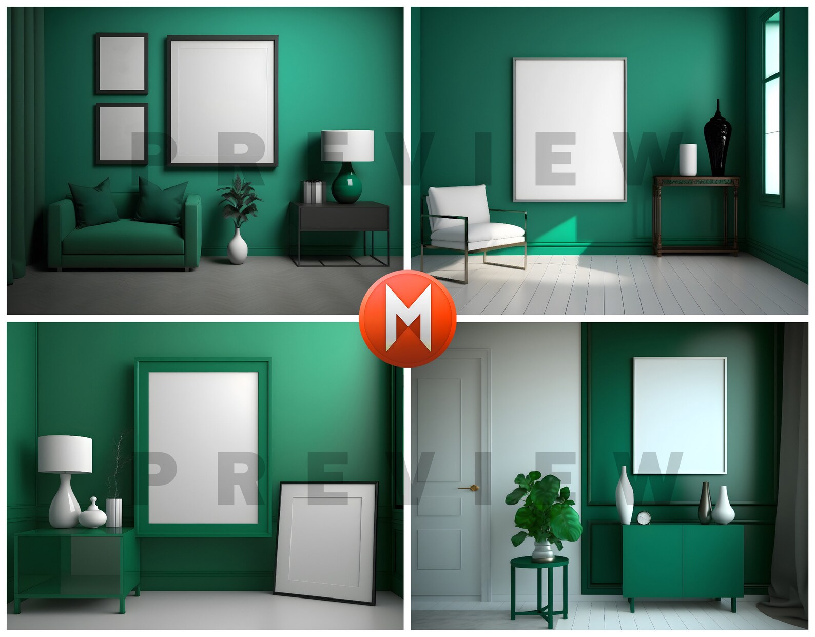 Green Photo Mock-up Bundle | PSD Smart Objects | PNG | Instant Download ...