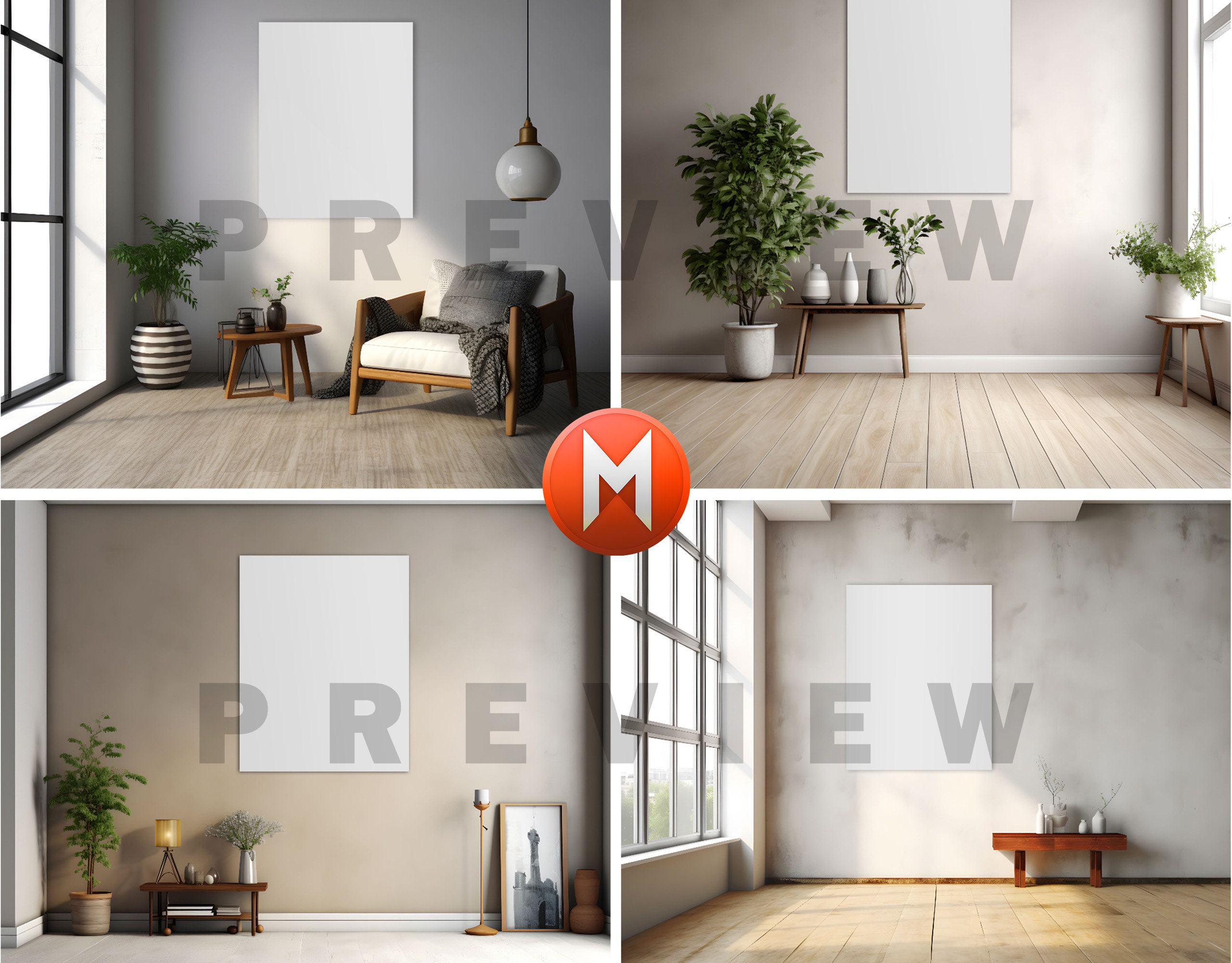 20 Frameless Canvas Mockups PNG/PSD/JPG - Moveable - Etsy