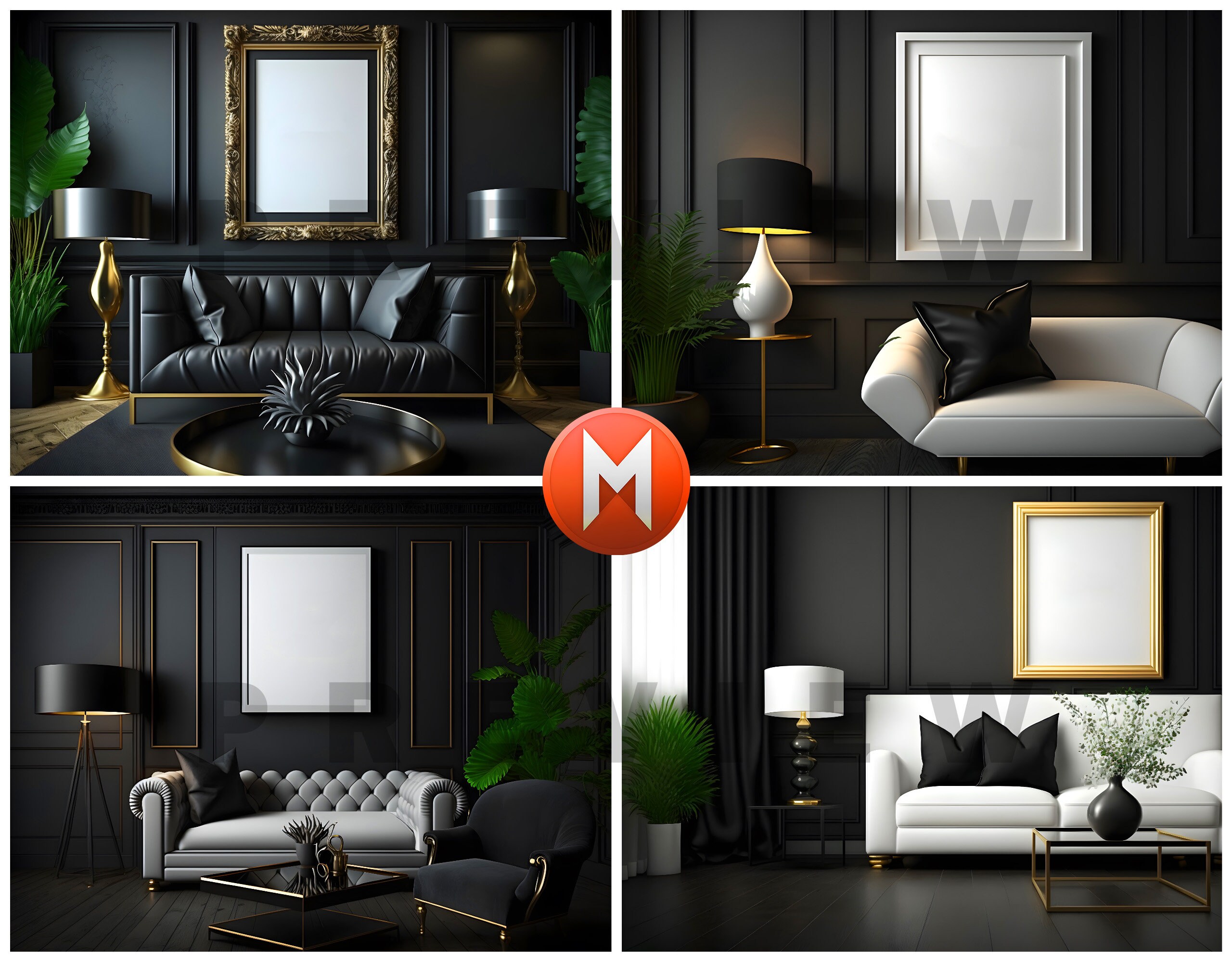 Black Photo Mock-up Bundle | PSD Smart Objects | PNG | Instant Download ...