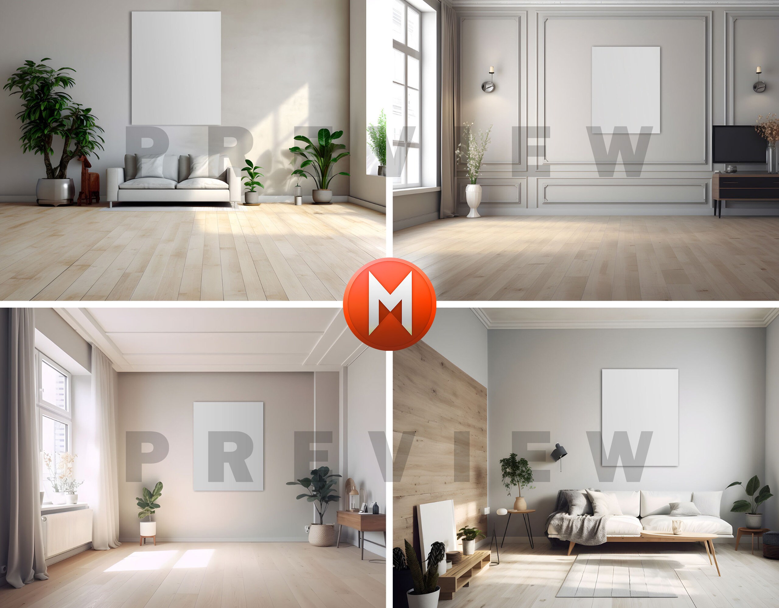20 Frameless Canvas Mockups PNG/PSD/JPG - Moveable - Etsy