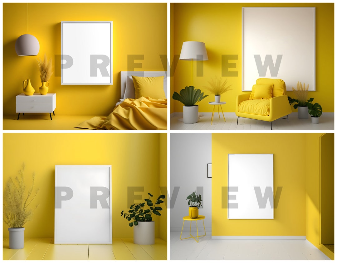 Yellow Photo Mock-up Bundle | PSD Smart Objects | PNG | Instant ...