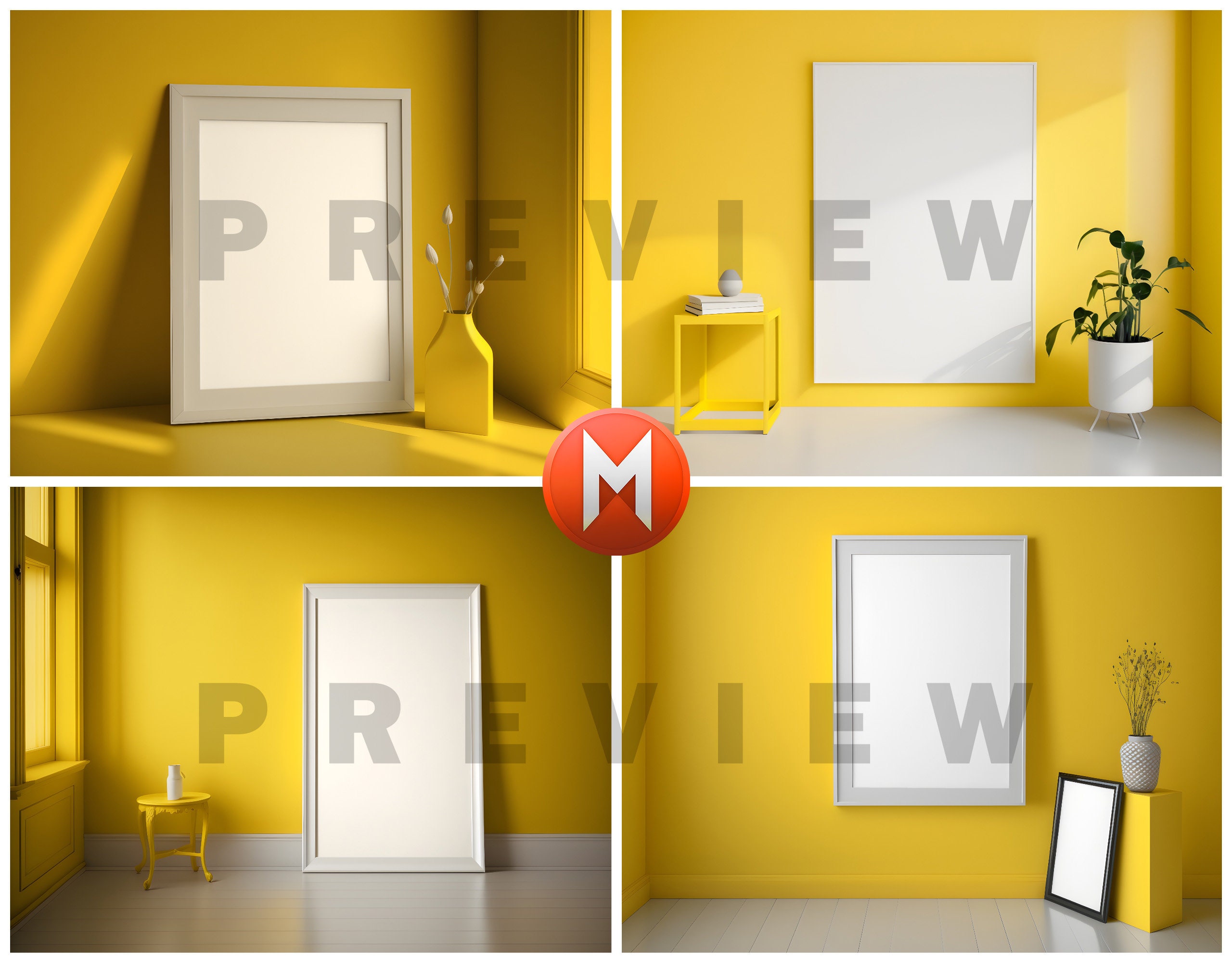 Yellow Photo Mock-up Bundle | PSD Smart Objects | PNG | Instant ...