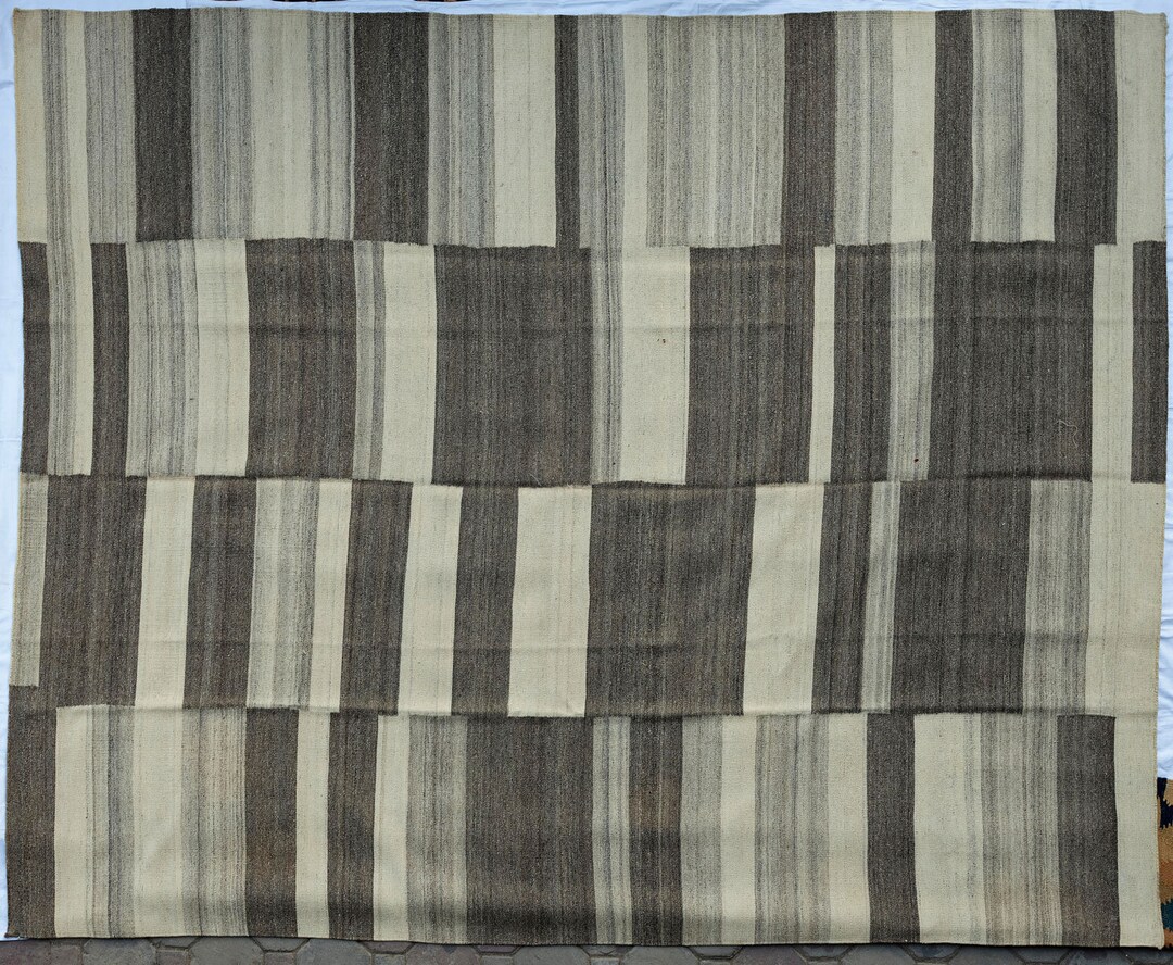 Grey Checked Carpet Rug Runner Large Kilim Rug, Artistic Bricks Rug ...