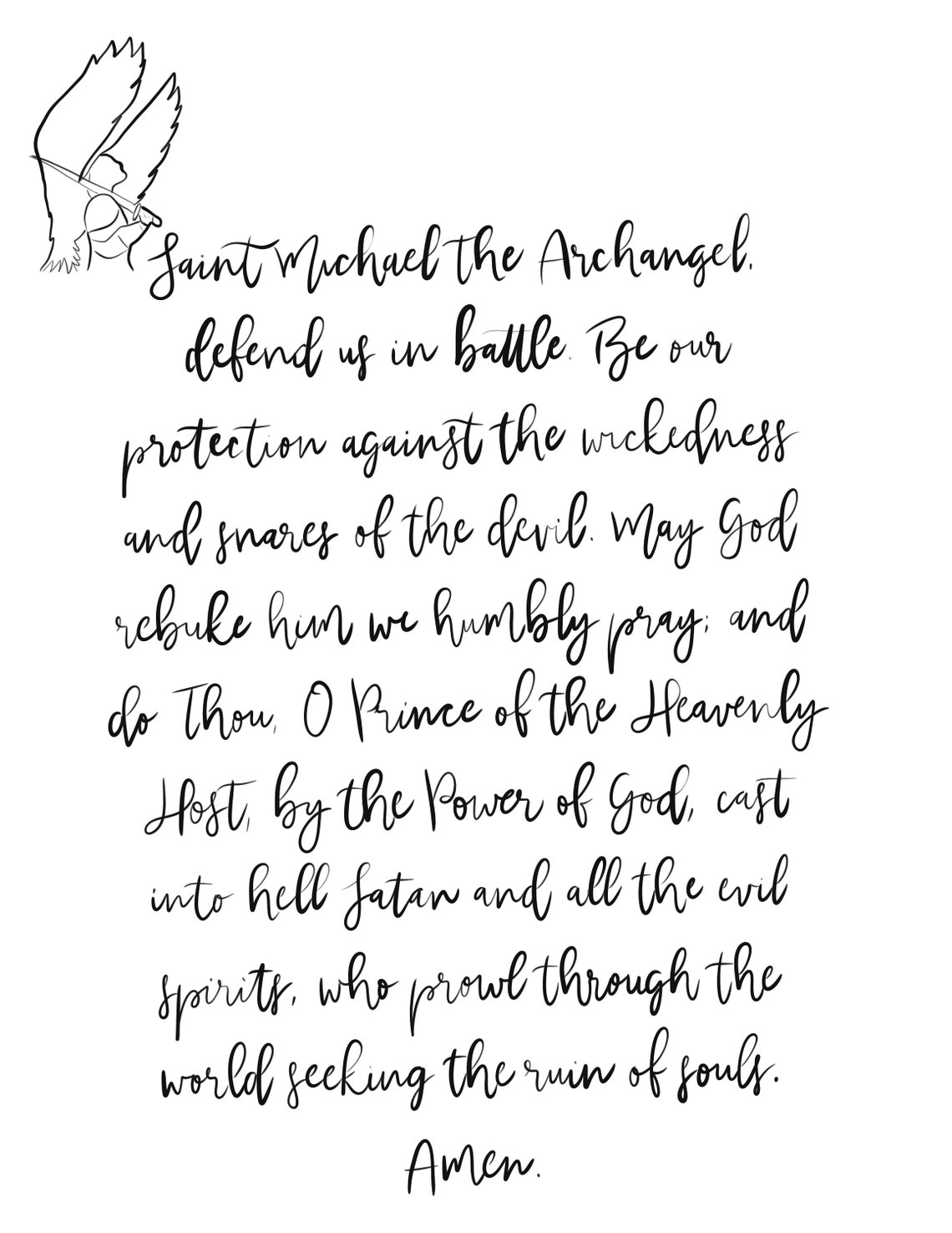 St Michael Prayer Script, Digital Print, Saint Michael, Catholic Saints ...