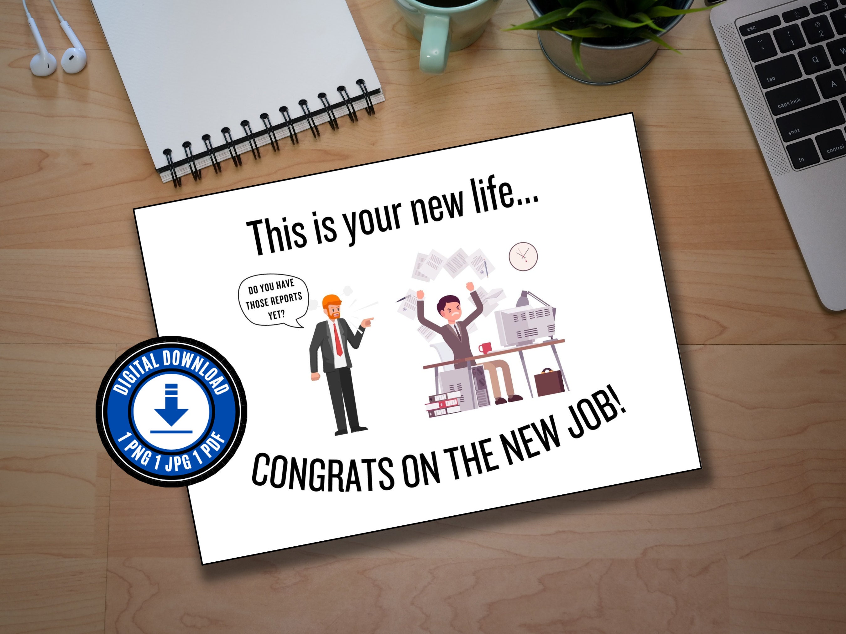 Funny New Job Card Printable Download Funny New Job Gift for Him Funny ...