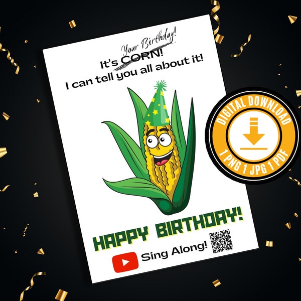 Funny Corn Birthday Card - Etsy