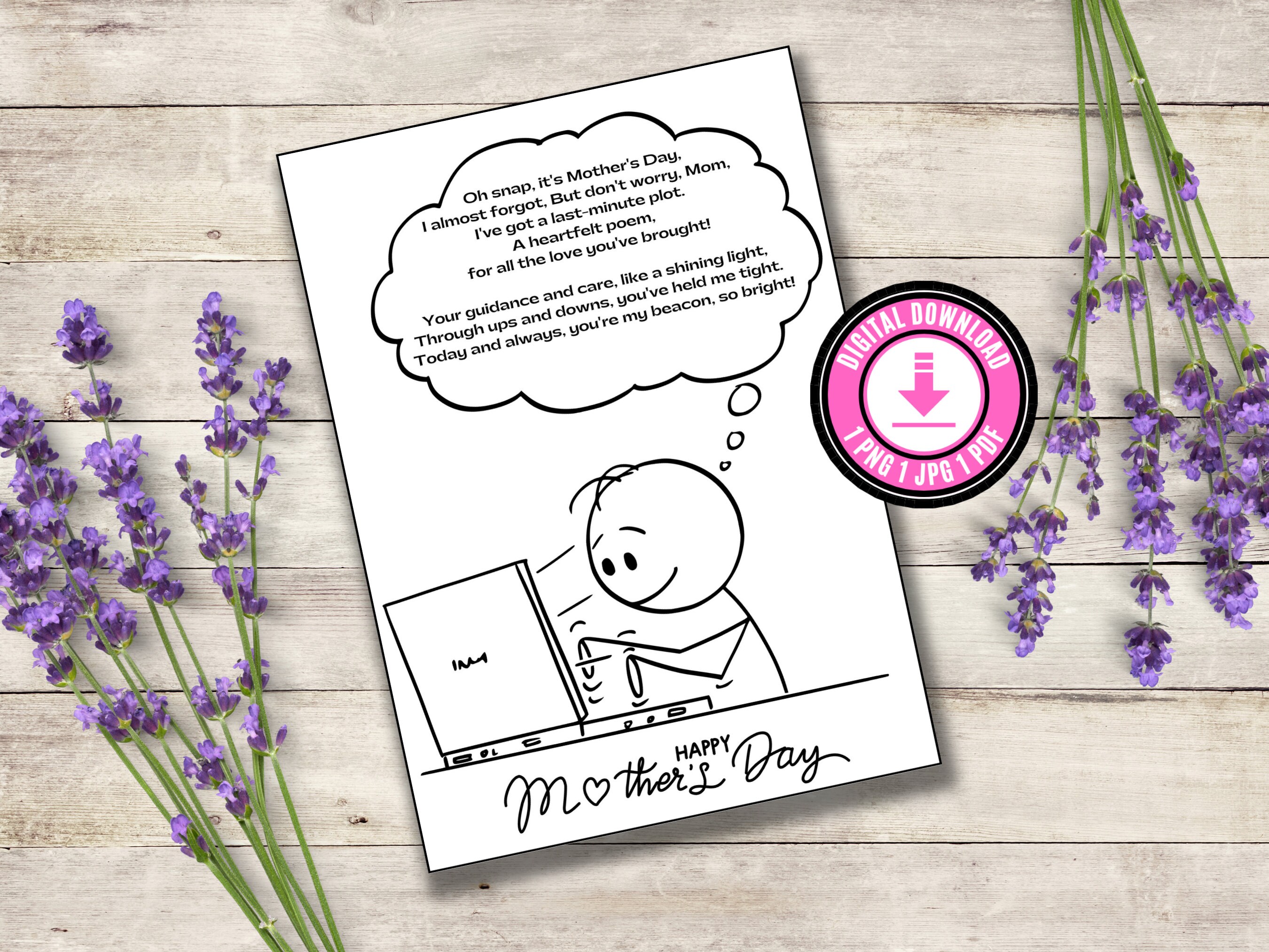 Funny Mother's Day Card Printable Mothers Day Card Gift Printable Last ...