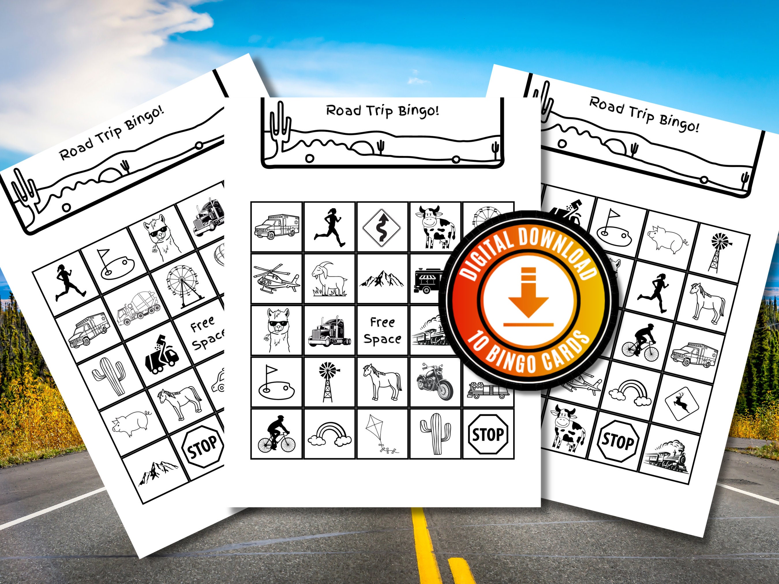 Road Trip Bingo Printable Activity for Kids Fun Road Trip Bingo Cards ...