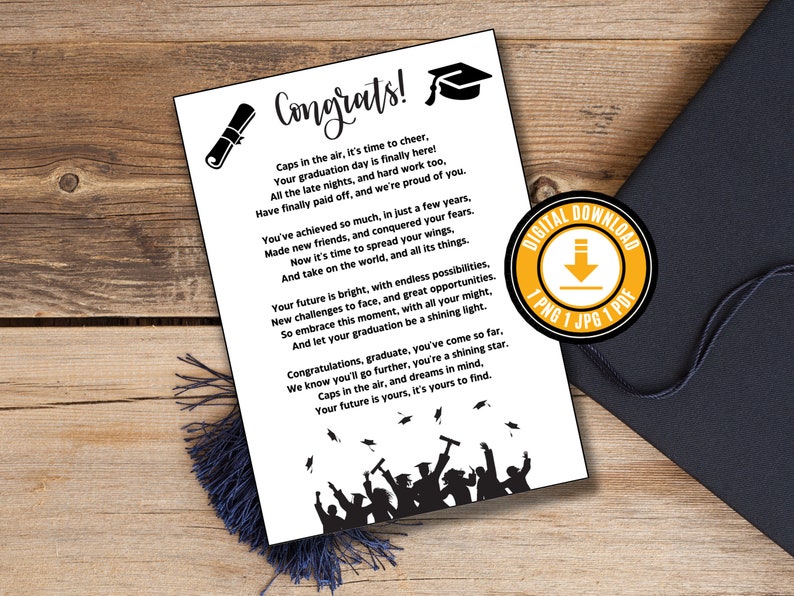Graduation Card Poem for Graduate Cards for Him Graduate Cards for Her ...