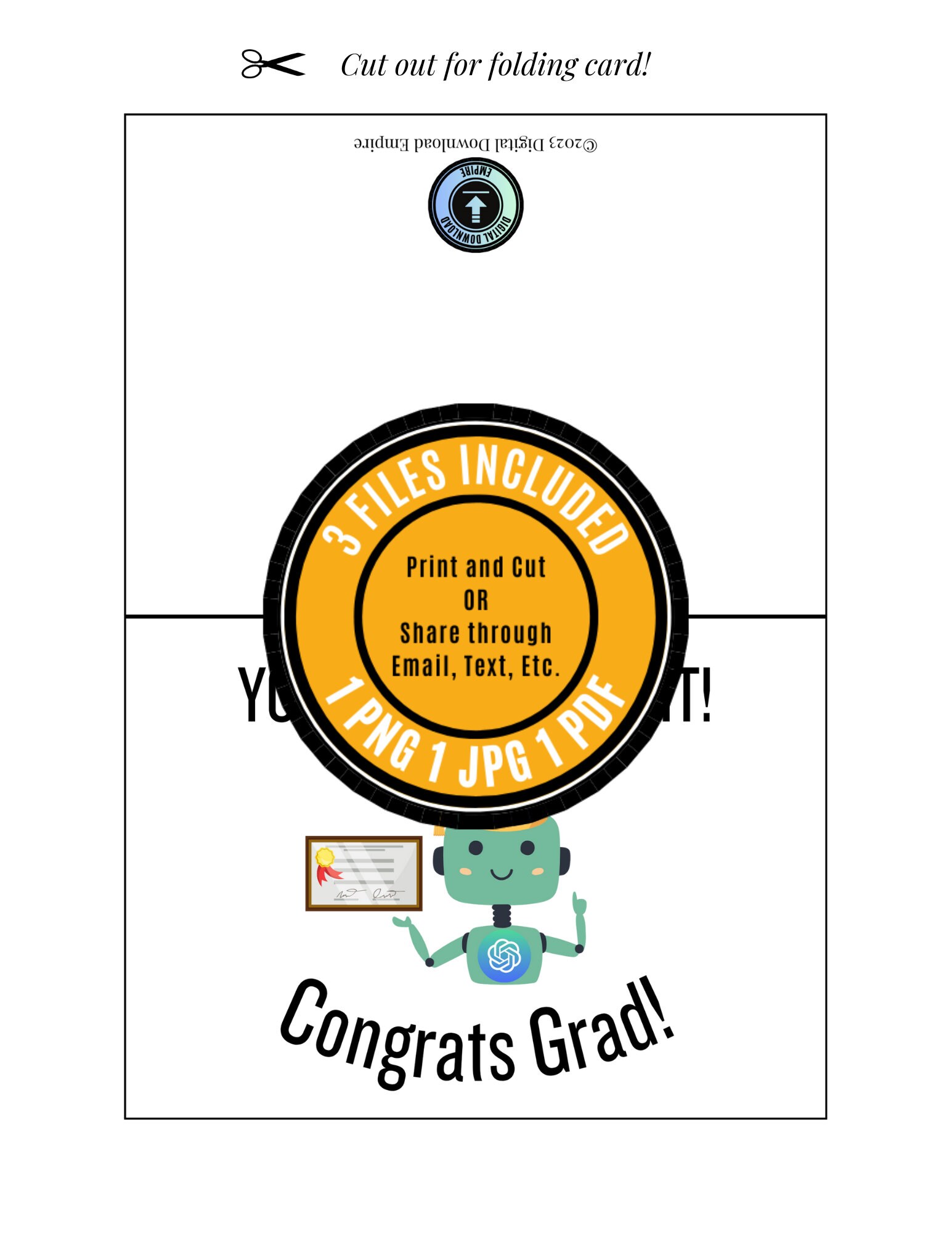 Funny Graduation Card Printable Gift for Him/her Funny Chatgpt Theme ...