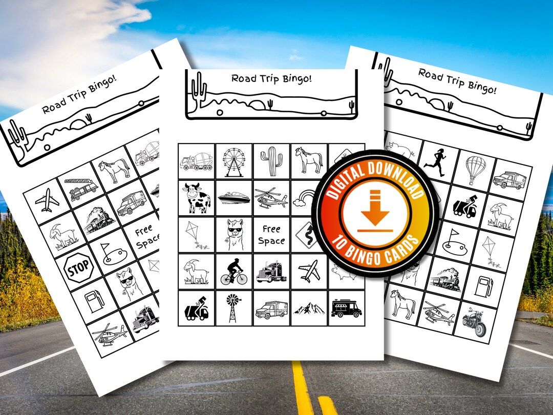 Road Trip Bingo Printable Activity for Kids Fun Road Trip Bingo Cards ...