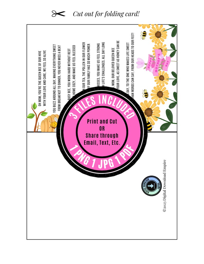 Bee Themed Mother's Day Card Heartfelt Poem for Mothers Day Poem ...