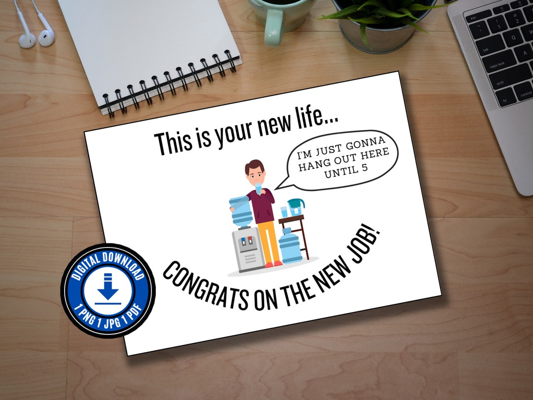 Funny New Job Card Printable Download Funny New Job Gift for Him Funny ...