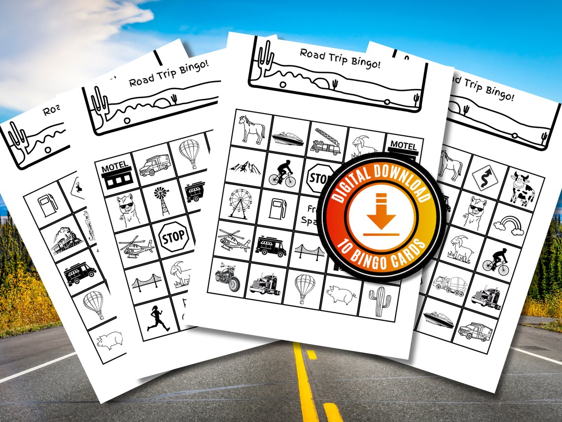 Road Trip Bingo Printable Activity for Kids Fun Road Trip Bingo Cards ...
