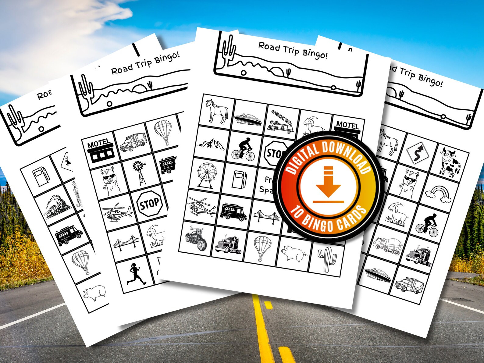 Road Trip Bingo Printable Activity for Kids Fun Road Trip Bingo Cards ...